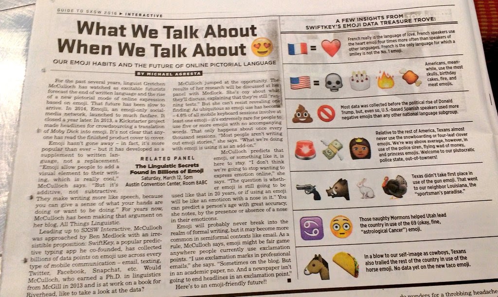March 2016: SXSW talk about emoji and many emoji interviews – Gretchen ...